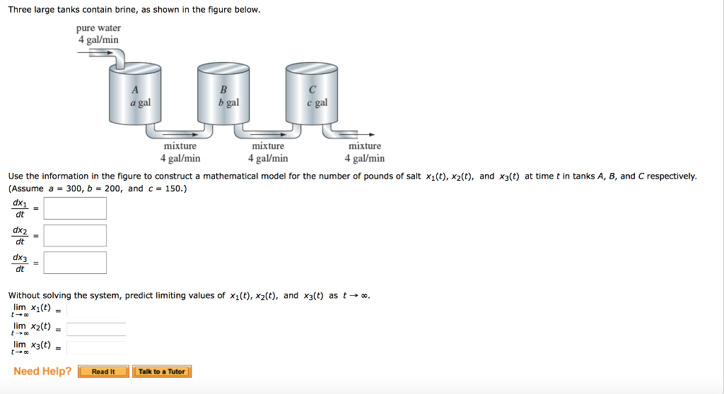 Solved Three large tanks contain brine, as shown in the | Chegg.com