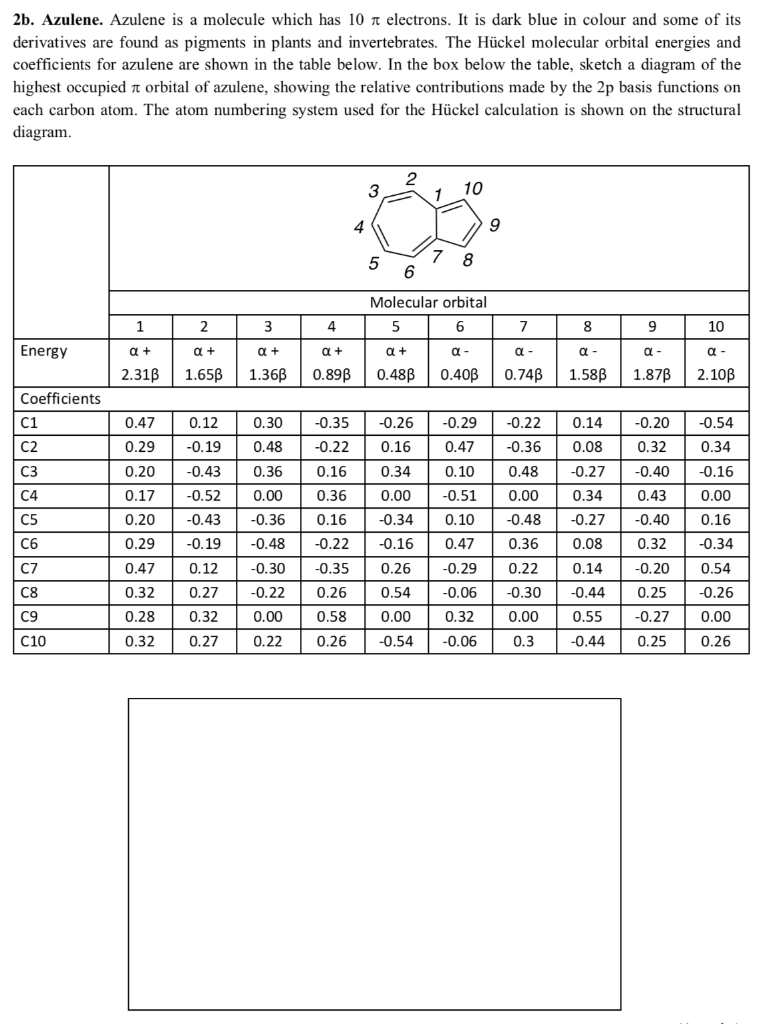 Solved 2b. Azulene. Azulene is a molecule which has 10 i | Chegg.com