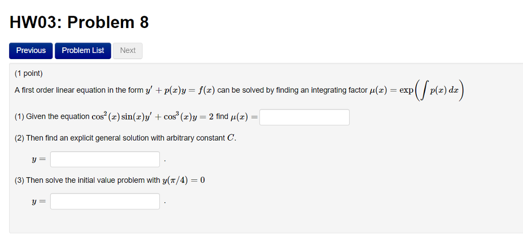 Solved HW03: Problem 8 Previous Problem List Next 1 point) A | Chegg.com
