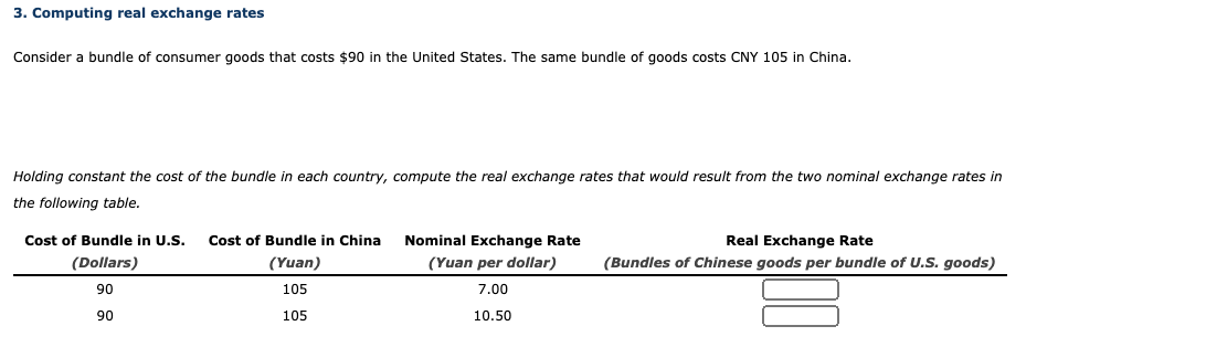 Solved 3. Computing real exchange rates Consider a bundle of | Chegg.com
