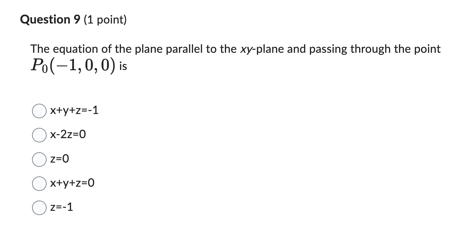 Solved The equation of the plane parallel to the xy-plane | Chegg.com