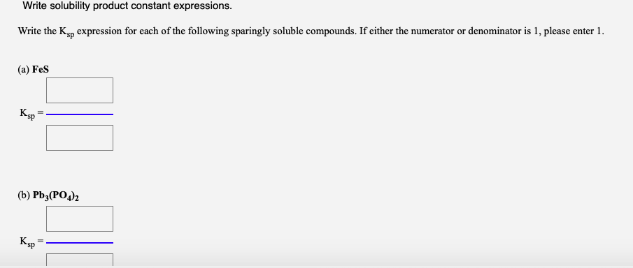 Solved Write solubility product constant expressions. Write | Chegg.com
