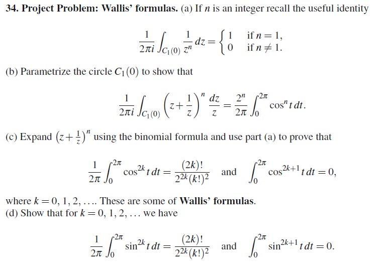 Solved 34. Project Problem: Wallis' formulas. (a) If n is an | Chegg.com