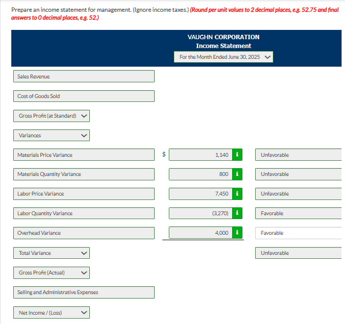 Solved Vaughn Corporation accumulates the following data | Chegg.com