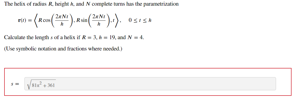 Solved The helix of radius R, height h, and N complete turns | Chegg.com