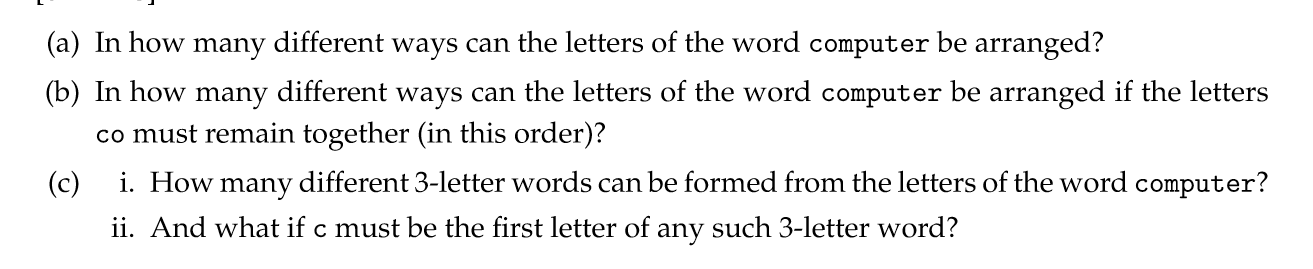Solved (a) In how many different ways can the letters of the | Chegg.com