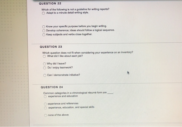 Solved QUESTION 1 The résumé format allows the applicant to | Chegg.com