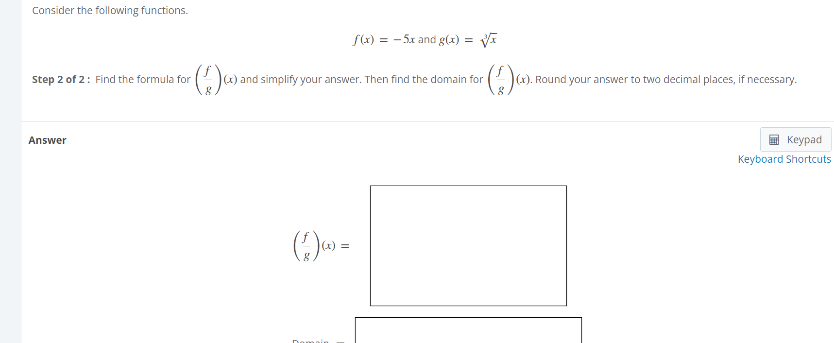 Solved Consider the following functions.f(x)=−5x ﻿and | Chegg.com