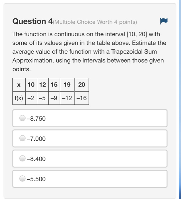 Solved Question 4(Multiple Choice Worth 4 points) The | Chegg.com