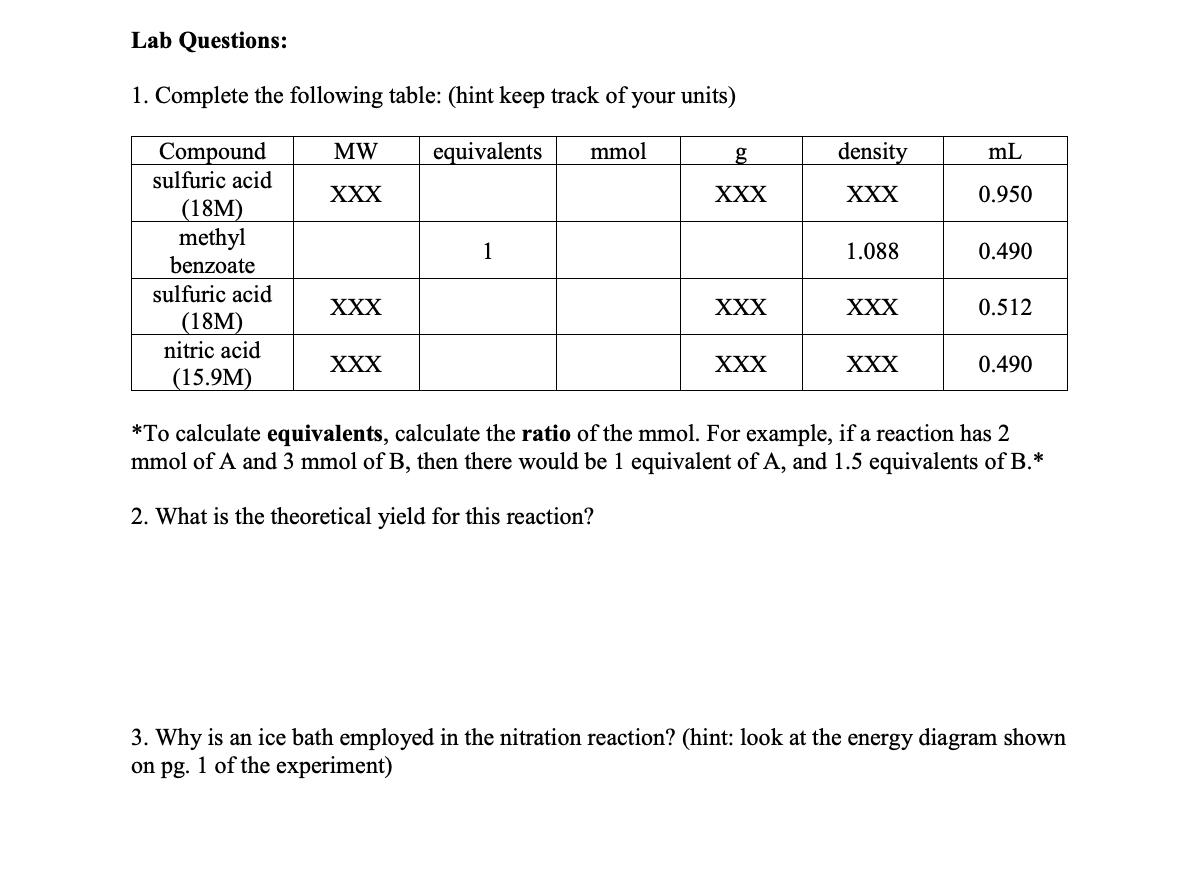 Solved Lab Questions: 1. Complete the following table: (hint | Chegg.com