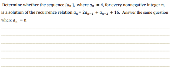 Solved Let {an} be sequence that satisfies the recurrence | Chegg.com