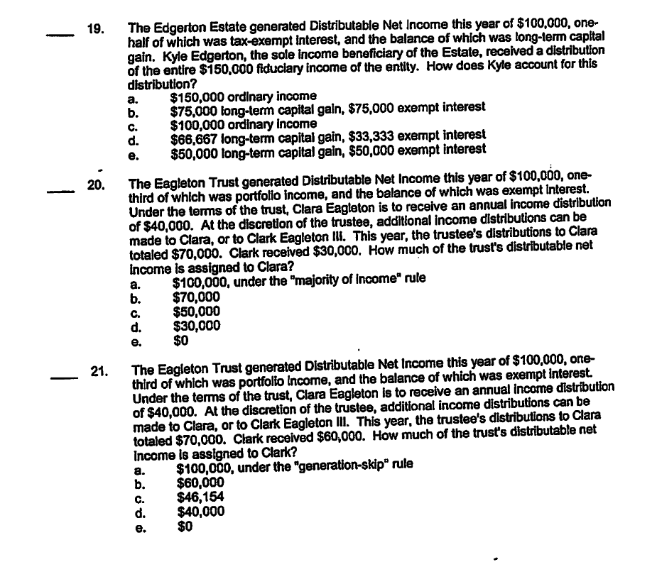 Solved The Edgerton Estate generated Distributable Net | Chegg.com