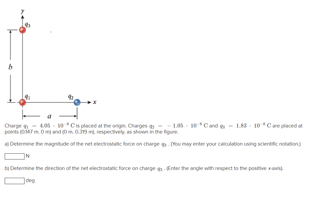 Solved Charge q1=4.05⋅10−8C is placed at the origin. Charges | Chegg.com