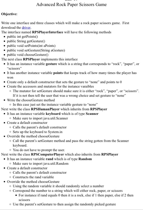Solved Advanced Rock Paper Scissors Game Objective Write one | Chegg.com