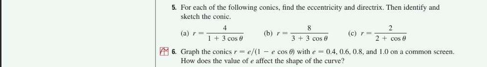 Solved 5. For each of the following conics, find the | Chegg.com