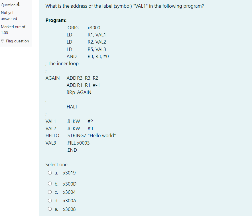 Solved What is the address of the label (symbol) "VAL1" in | Chegg.com