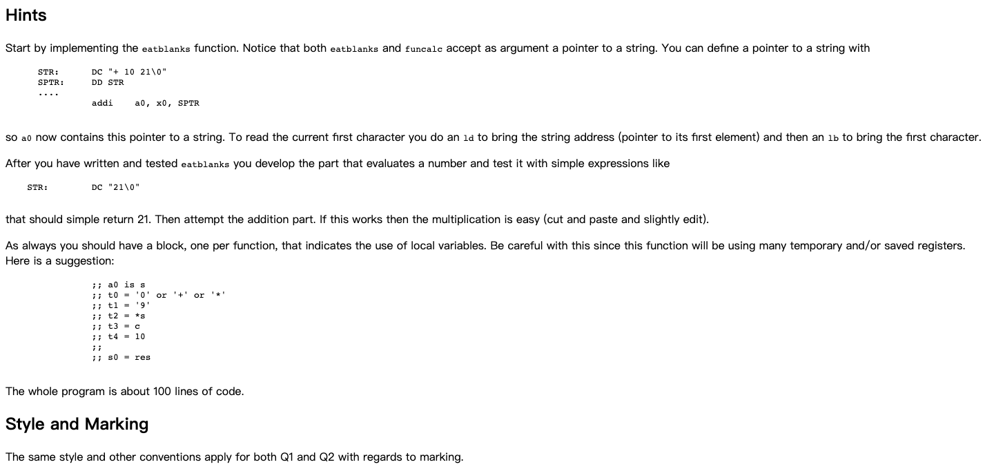 Description Q2 Write a short RISC-V assembly function | Chegg.com