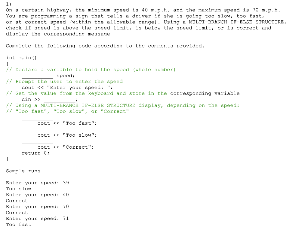 Solved 1) On a certain highway, the minimum speed is 40 | Chegg.com