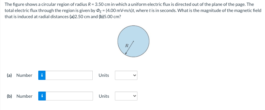 Solved The figure shows a circular region of radius R = 3.50 | Chegg.com