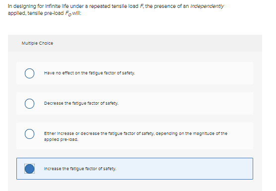 Solved In designing for Infinite life under a repeated | Chegg.com