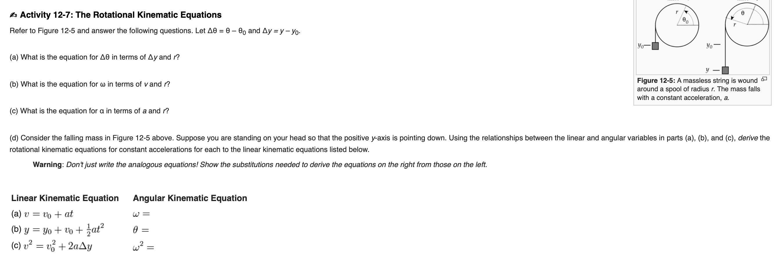 Solved A Activity 12-7: The Rotational Kinematic Equations | Chegg.com