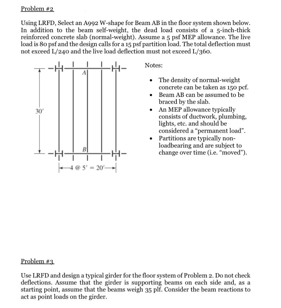 Solved Using LRFD, Select an A992 W-shape for Beam AB in the | Chegg.com