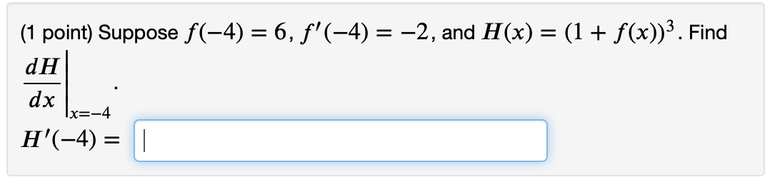 Solved 1 Point Suppose F −4 6 ƒ −4 −2 And H X