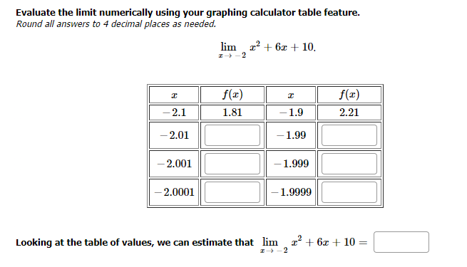 Solved Evaluate the limit numerically using your graphing | Chegg.com