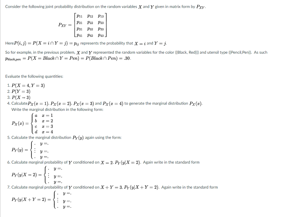 Solved Consider the following joint probability distribution | Chegg.com