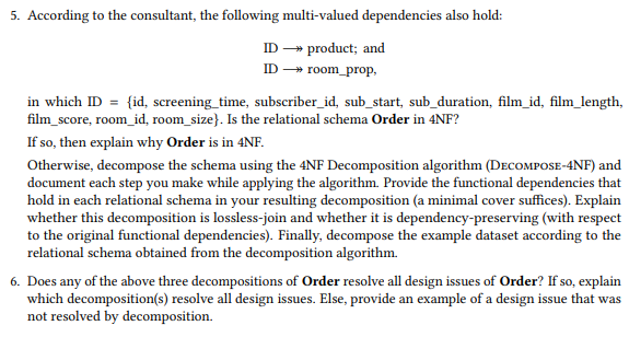 Solved Part 2: Refinement of an order-table for a cinema | Chegg.com