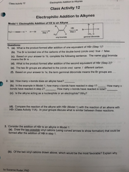 Solved Electrophilic Addition to Alkynes Class Activity 12 | Chegg.com