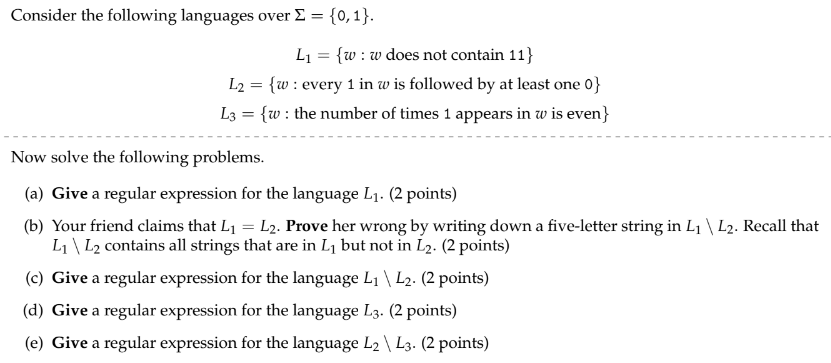 Solved Now solve the following problems.(a) ﻿Give a regular | Chegg.com