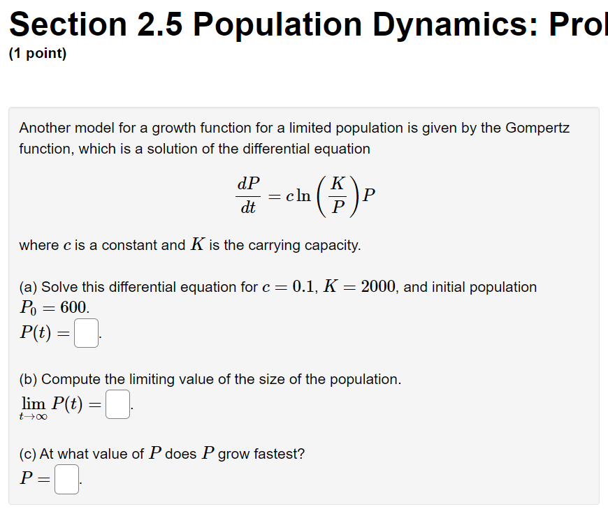 Solved Section 2.5 Population Dynamics: Pro (1 point) | Chegg.com