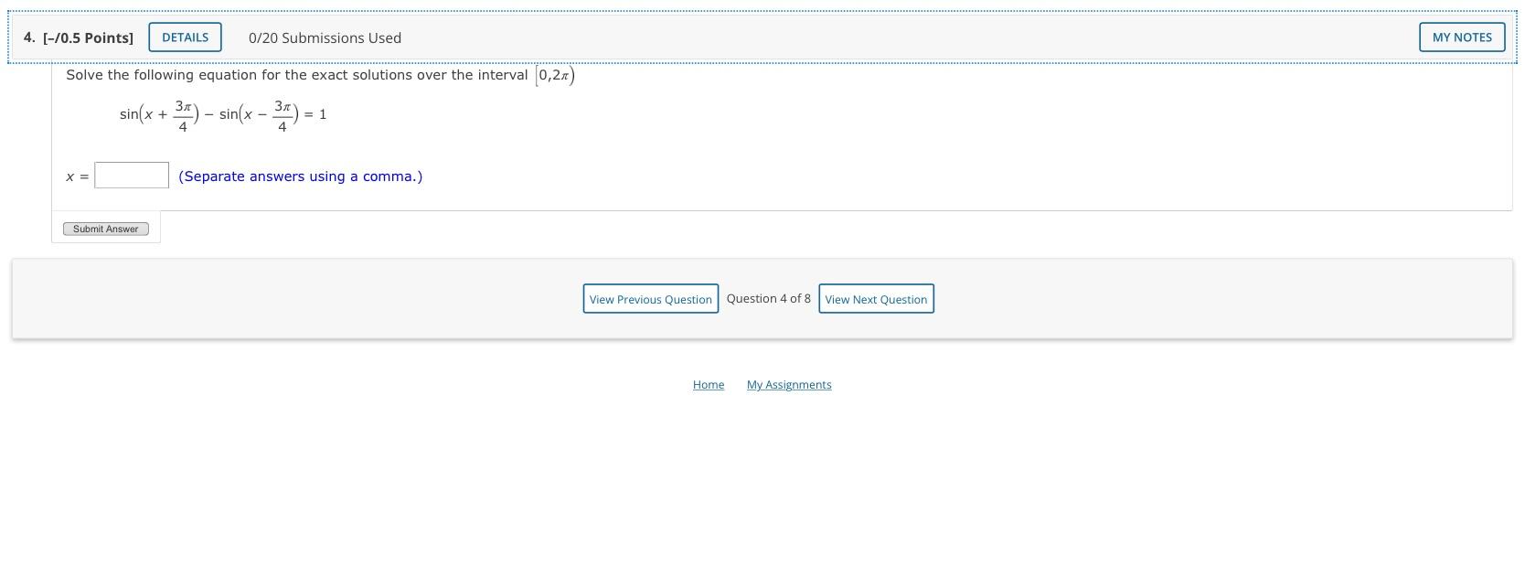 Solved 4. [-70.5 Points] DETAILS 0/20 Submissions Used MY | Chegg.com