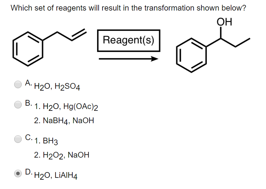 Solved Which set of reagents will result in the | Chegg.com