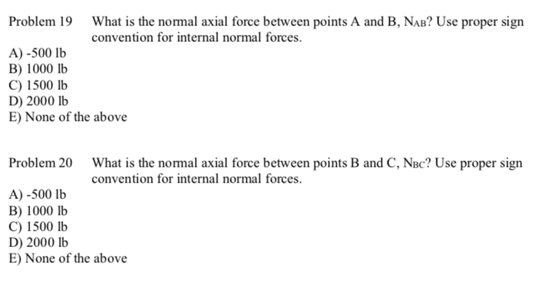 Solved Problem 19 What is the normal axial force between | Chegg.com
