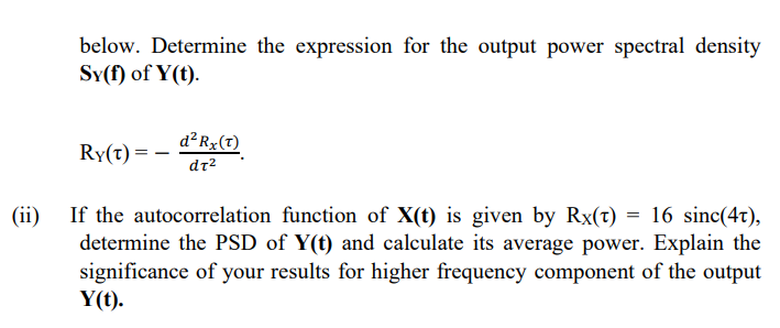 Solved (b) A Wide Sense Stationary (WSS) random process X(t) | Chegg.com
