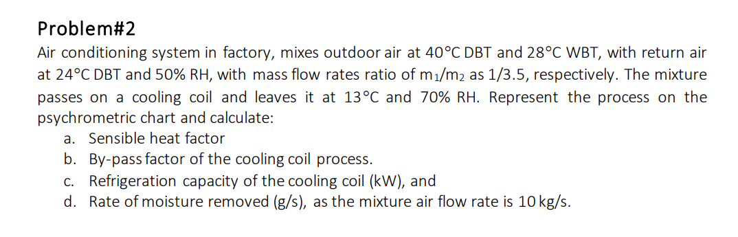 Solved Problem\#2 Air conditioning system in factory, mixes | Chegg.com