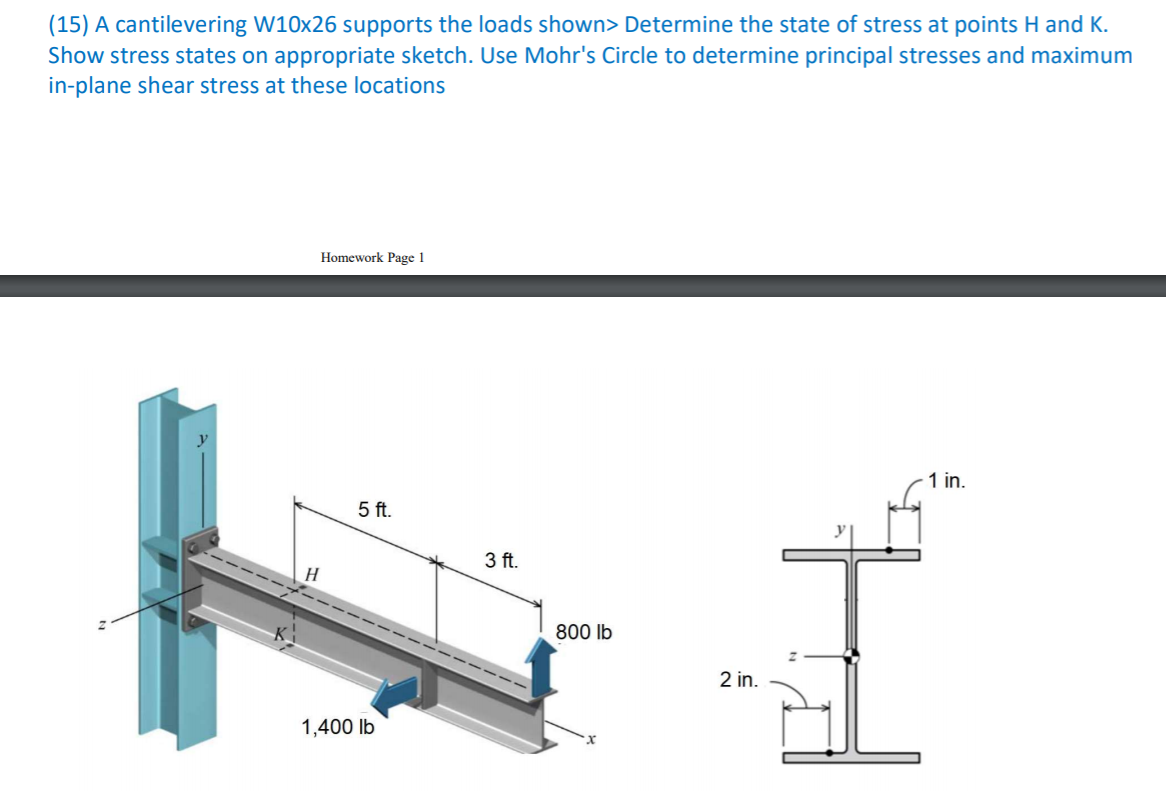 Solved (15) A cantilevering W10x26 supports the loads shown> | Chegg.com