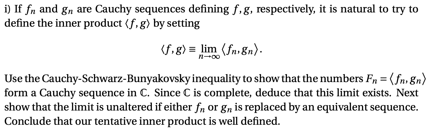 Solved i) If fn and gn are Cauchy sequences defining f,g, | Chegg.com