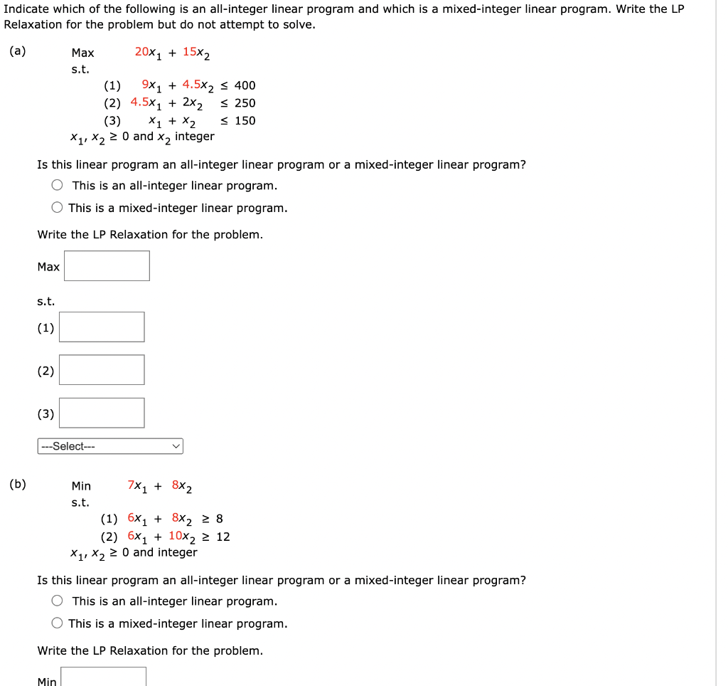 Solved ndicate which of the following is an all-integer | Chegg.com