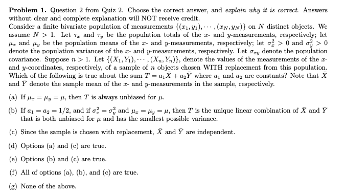 Solved Problem 1. Question 2 from Quiz 2. Choose the correct | Chegg.com