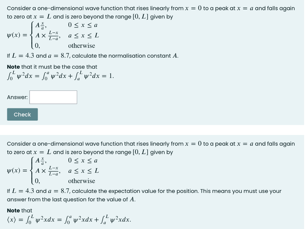 Solved Consider a one-dimensional wave function that rises | Chegg.com