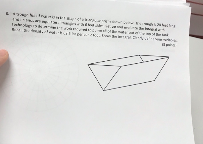 Solved A trough full of water is in the shape of a | Chegg.com
