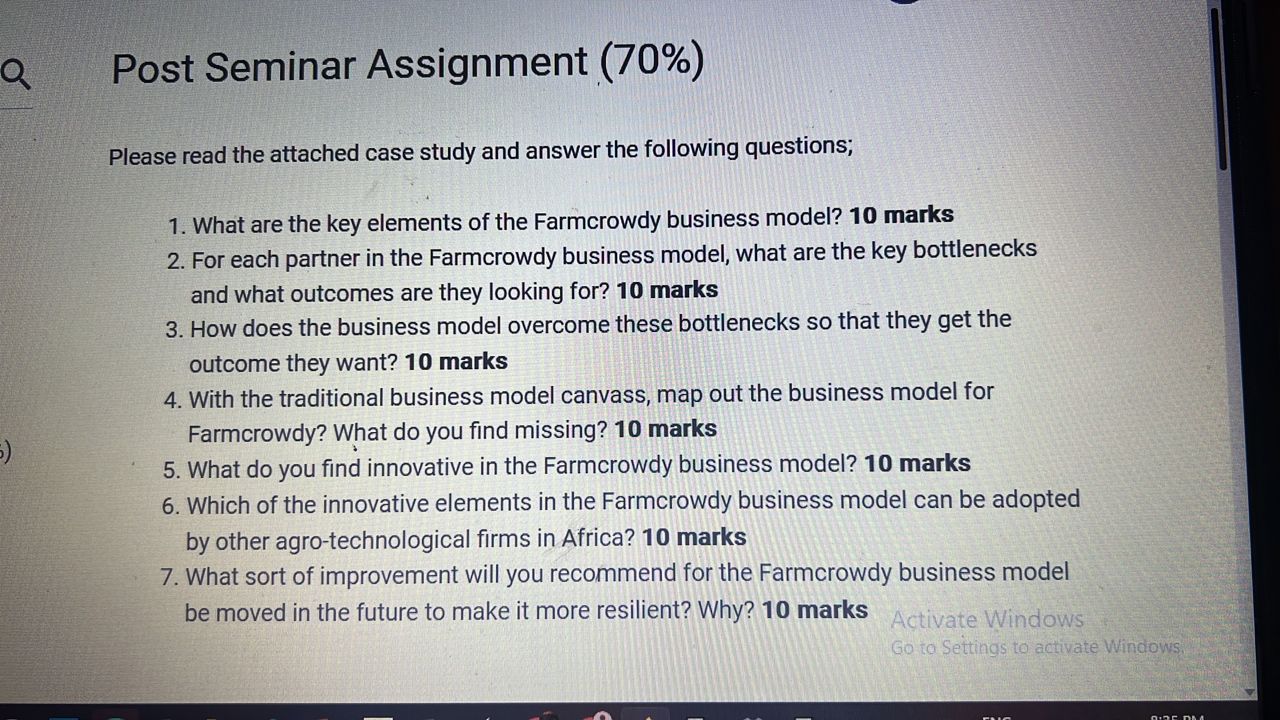Solved Post Seminar Assignment (70\%) Please read the | Chegg.com