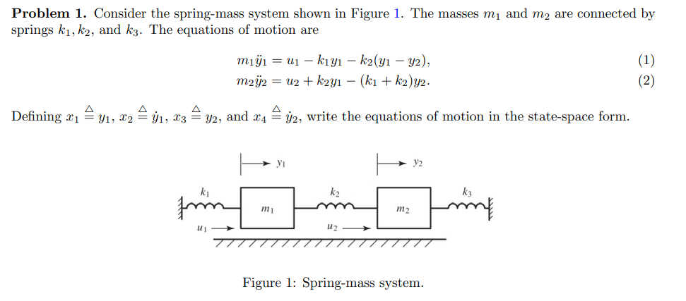 Solved Problem 1 Consider The Spring Mass System Shown In