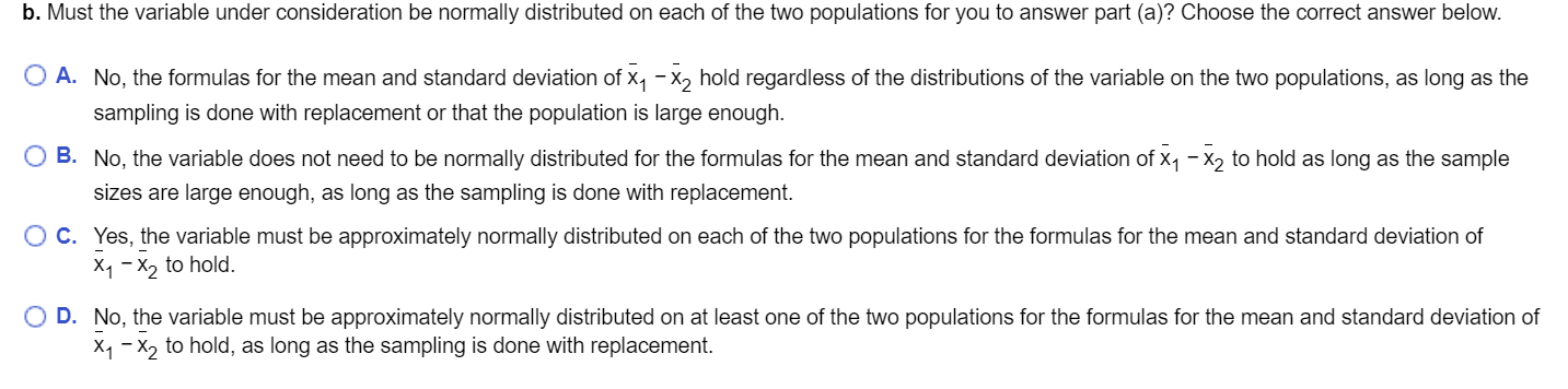 Solved A variable of two populations has a mean of 50 and a | Chegg.com