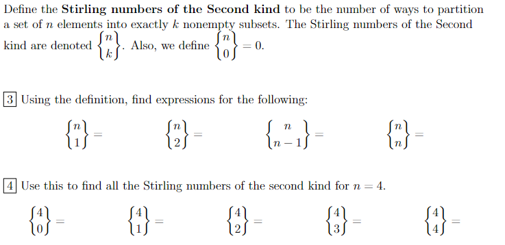 Solved Define the Stirling numbers of the Second kind to be | Chegg.com