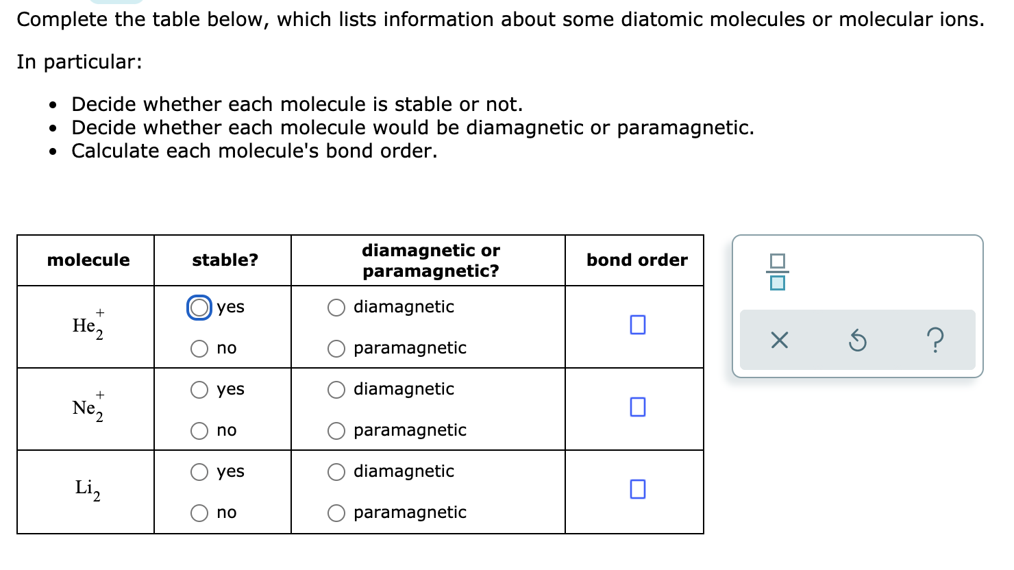 Solved Complete the table below, which lists information | Chegg.com