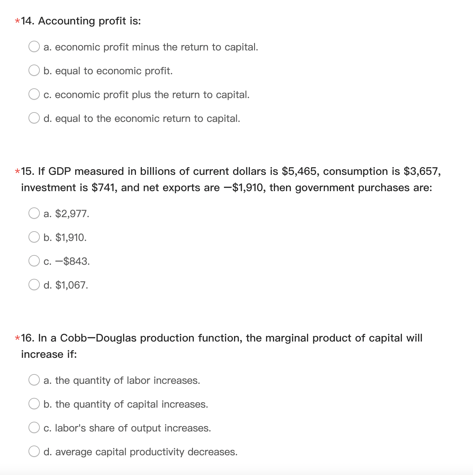 Solved *14. Accounting profit is: a. economic profit minus | Chegg.com
